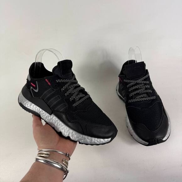 adidas | Shoes | Adidas Nite Jogger Sneakers Womens 6 Core Black Laceup ...